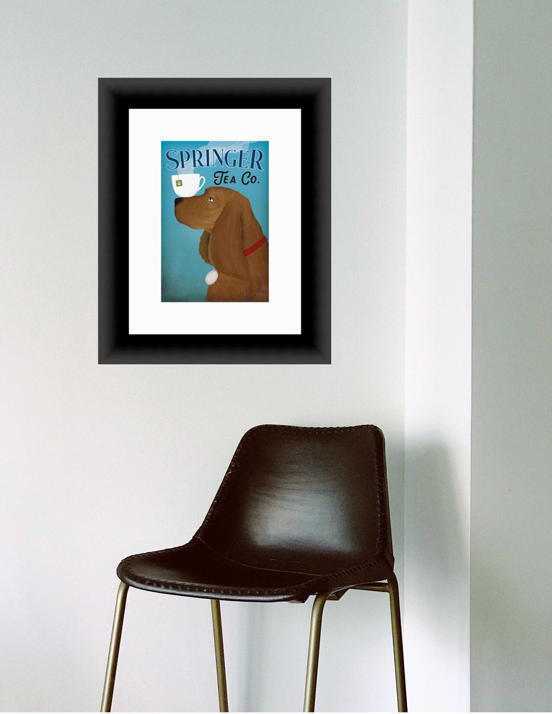Brown Springer Tea, Fine Art Print, Dog Art, Whisical Wall Decor, Tea ...