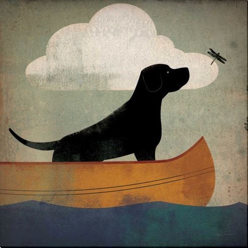 Big Dog Canoe Ride, Fine Art Print, Lake, Canoe Art, Whimsical Wall ...