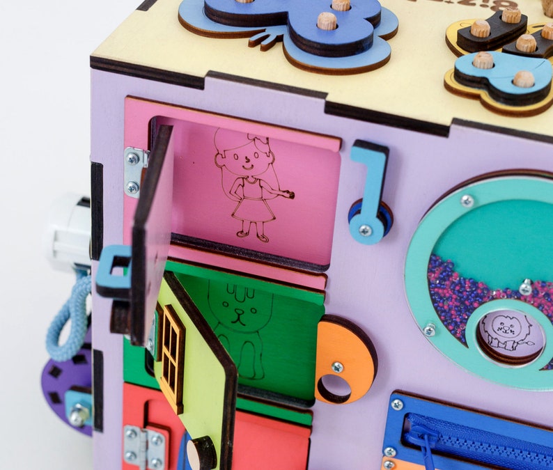 Busy Board Box Wooden Modern Toy for Educational - Etsy