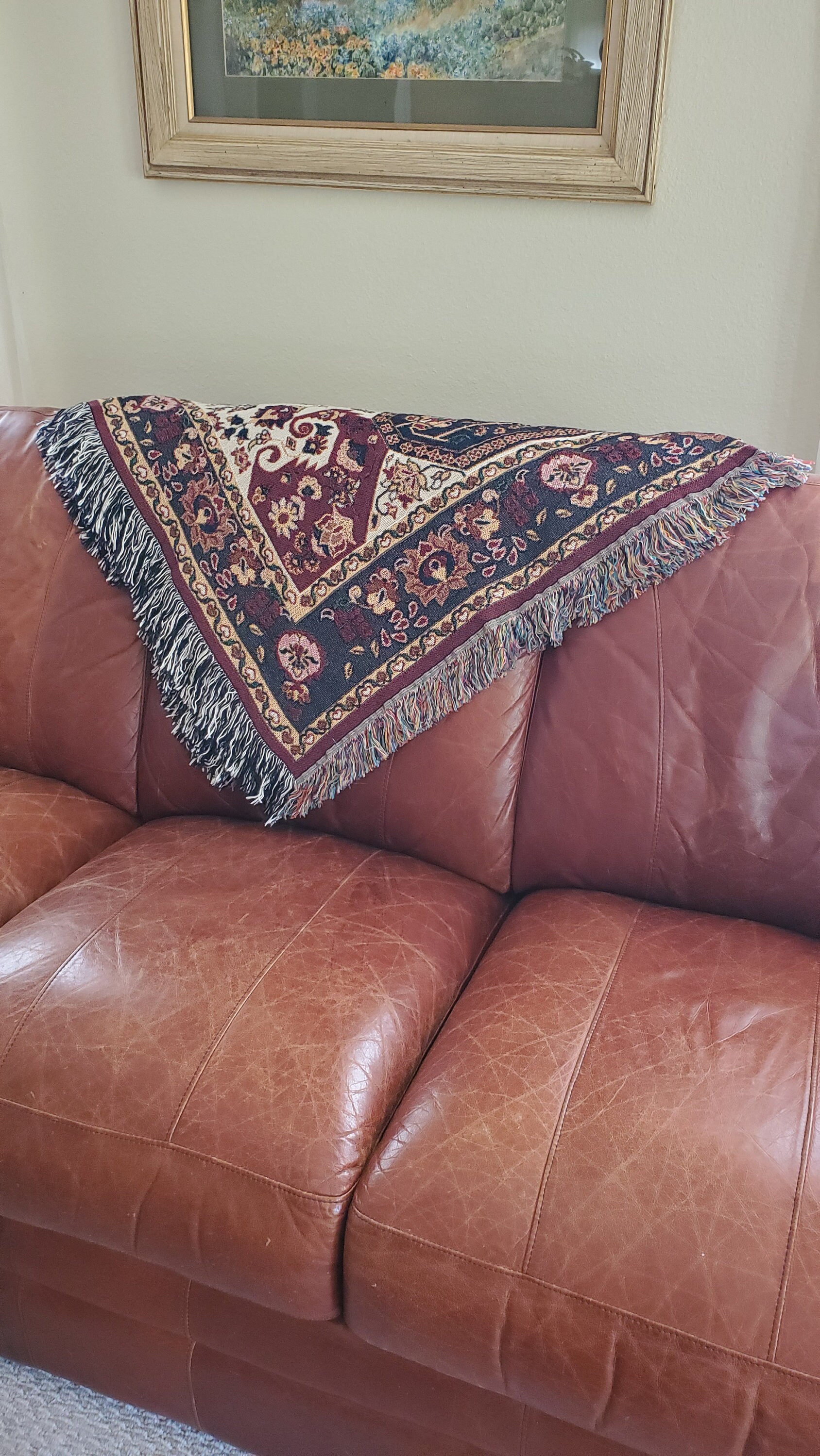 Persian Rug Style Woven Blanket, Arabesque Pattern Throw Blankets ...