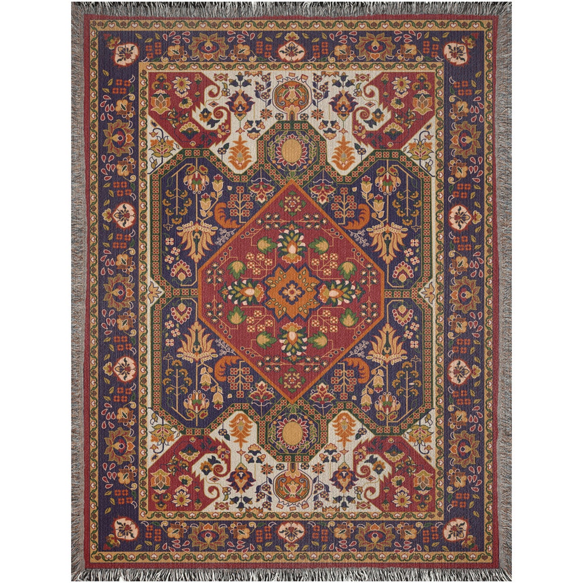 Persian Rug Style Woven Blanket Arabesque Pattern Throw - Etsy