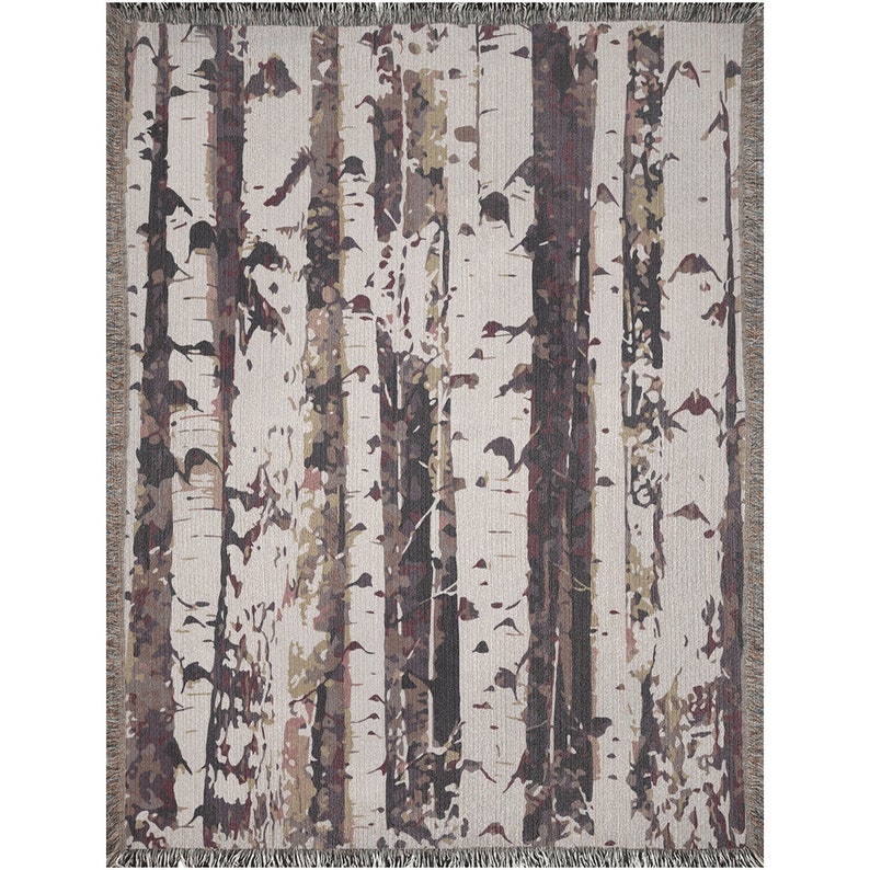 Birch Trees Woven Blankets, Aspen Trees Blanket, Woven Wall Hanging ...