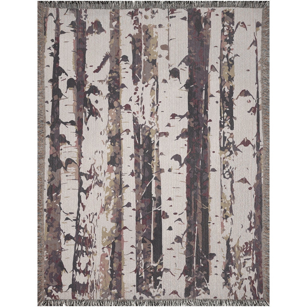 Birch Trees Woven Blankets, Aspen Trees Blanket, Woven Wall Hanging ...