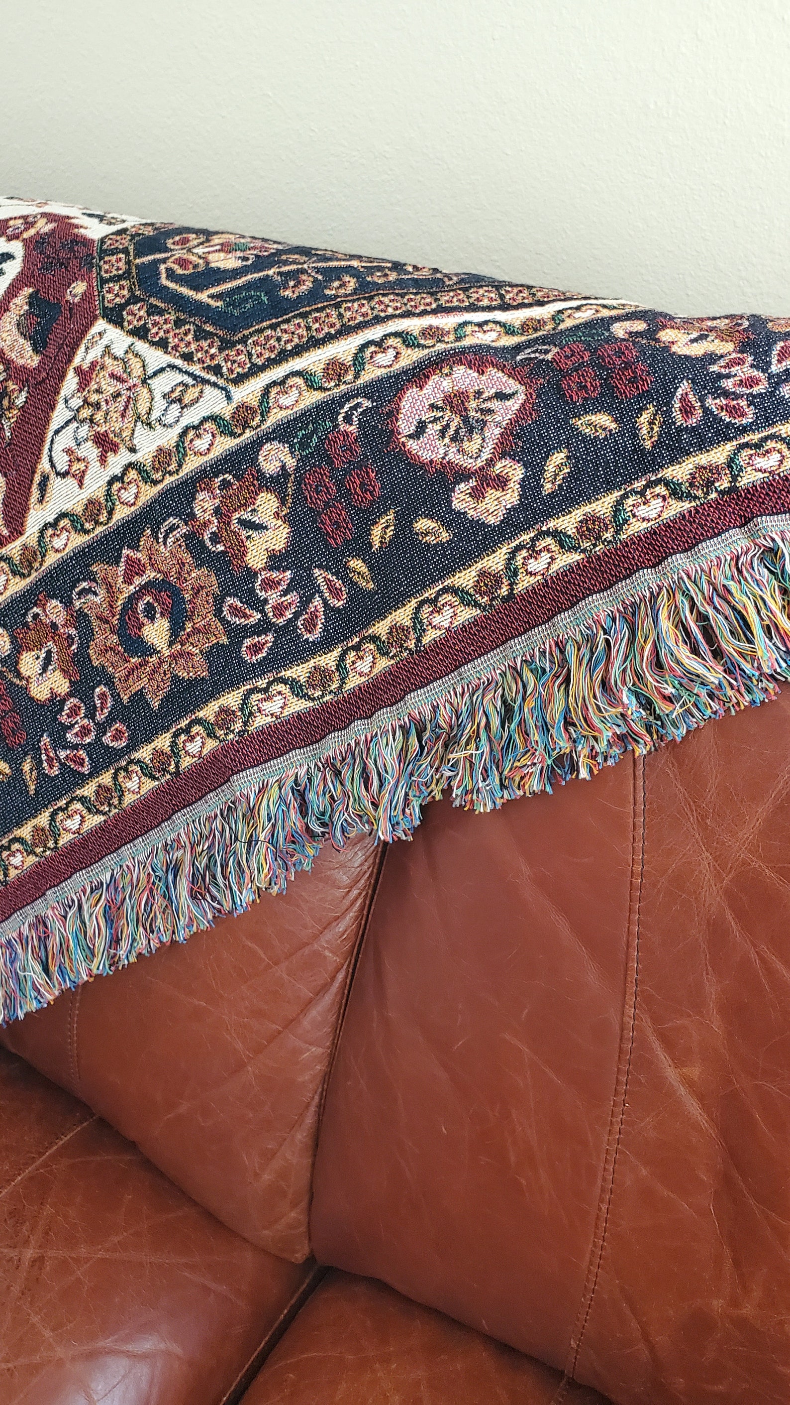 Persian Rug Style Woven Blanket, Arabesque Pattern Throw Blankets ...