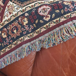 Persian Rug Style Woven Blanket, Arabesque Pattern Throw Blankets ...