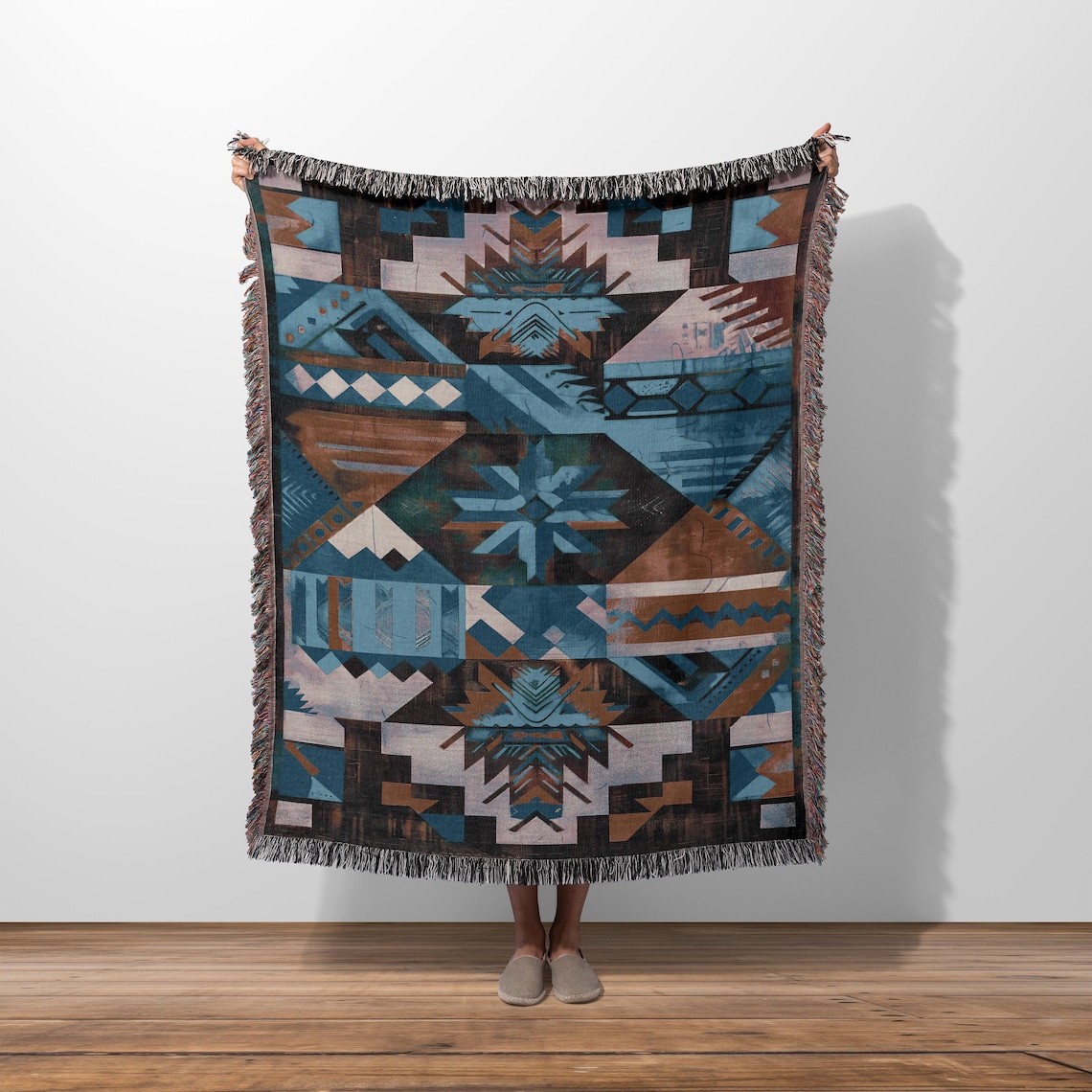 Navajo Woven Blanket, Native American Blanket, Southwestern Blanket ...