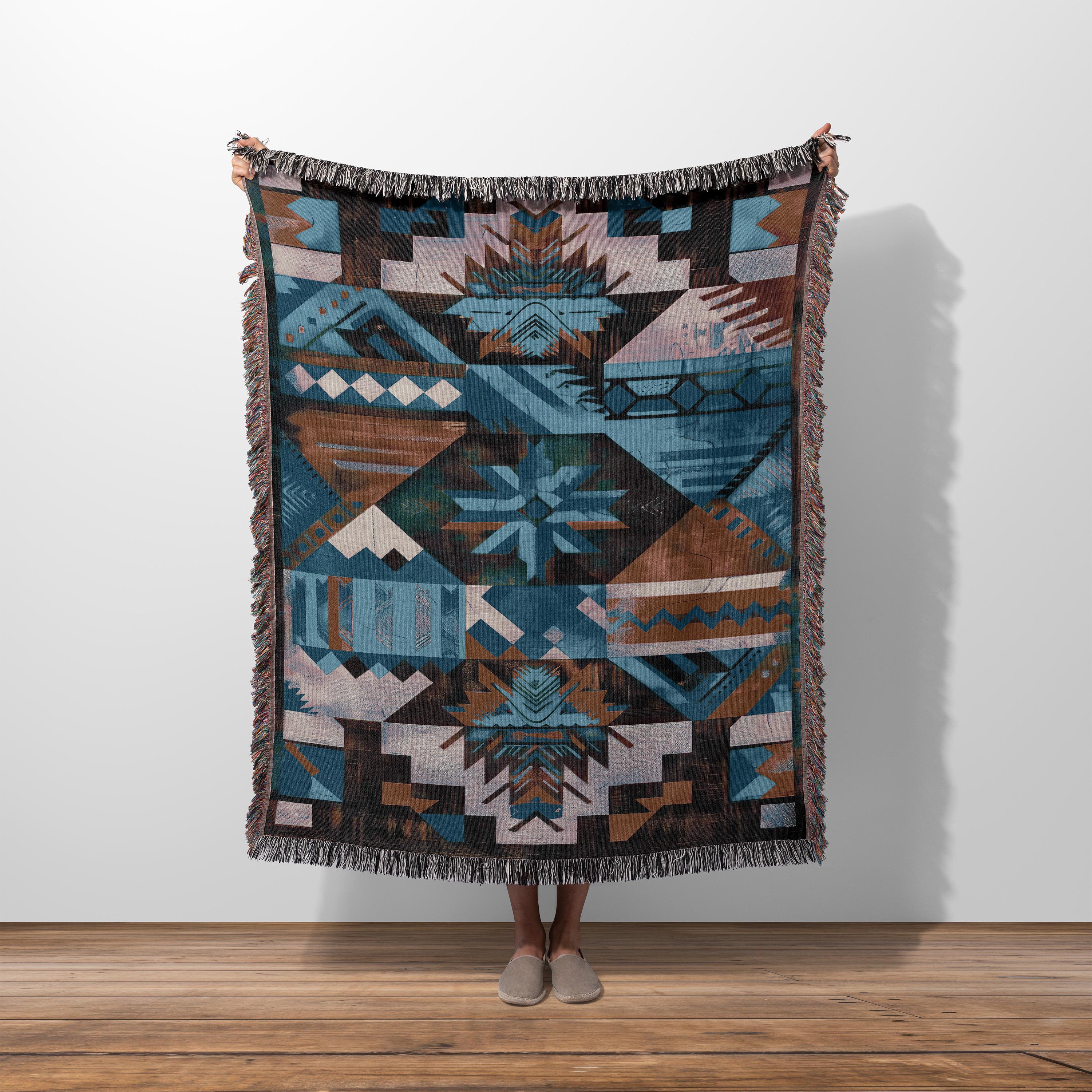 Navajo Woven Blanket, Southwestern Geometric Throw, USA Made Cotton - Etsy