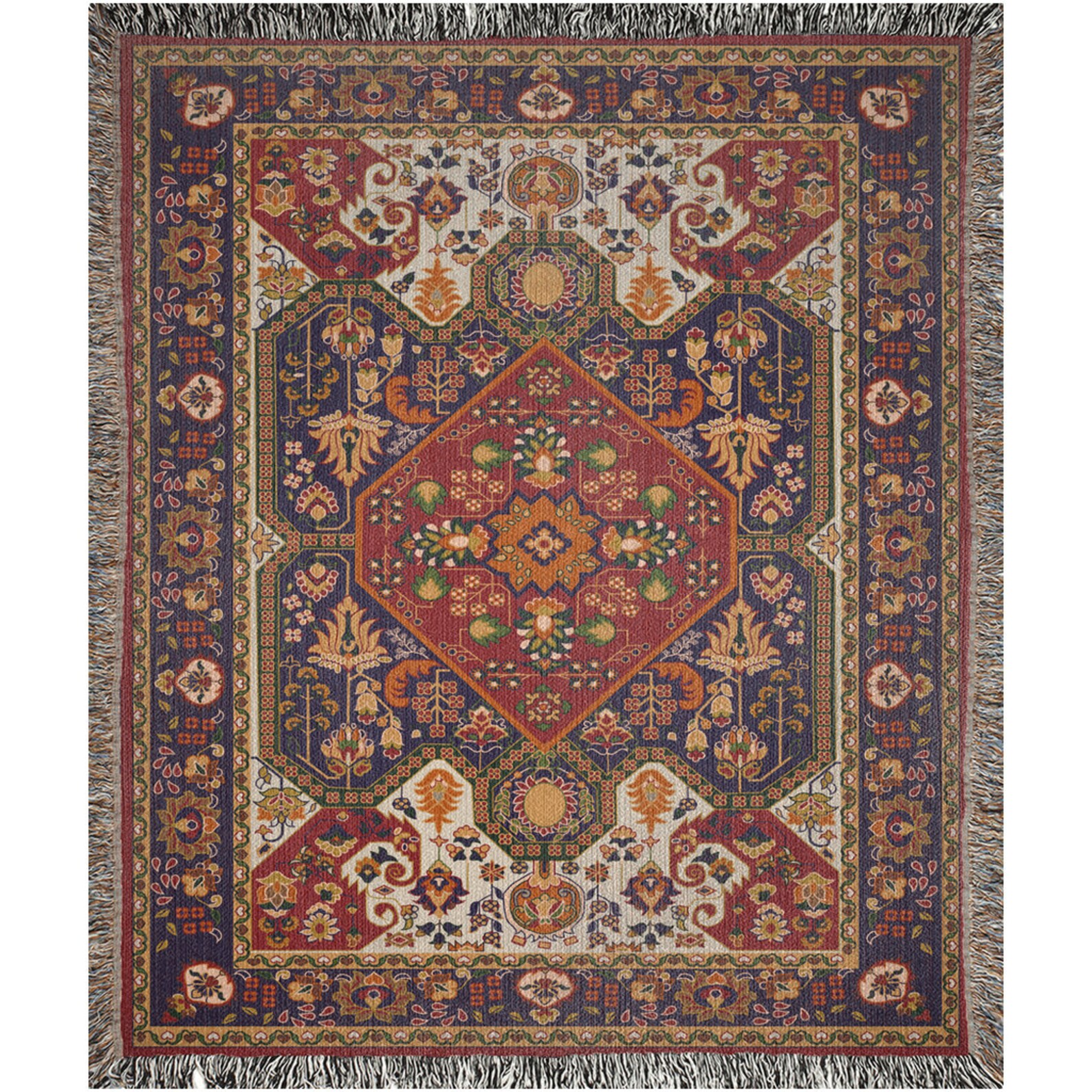 Persian Rug Style Woven Blanket Arabesque Pattern Throw - Etsy