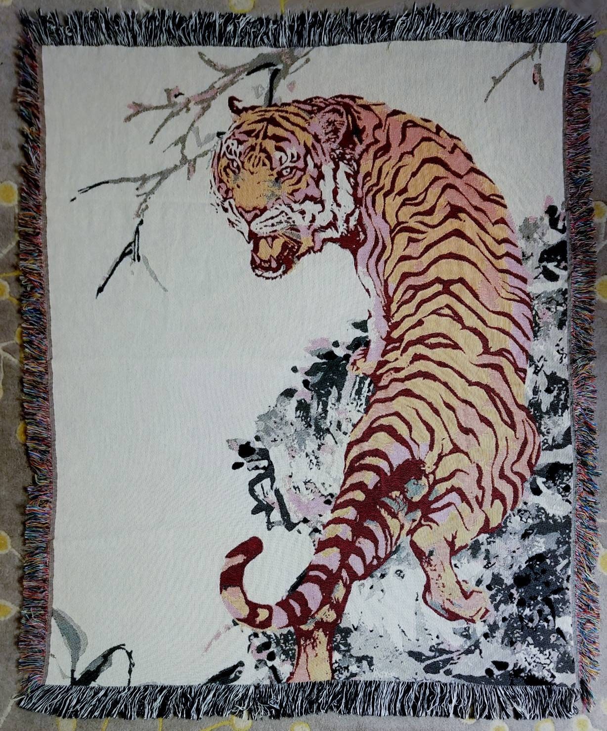 Tiger Woven Throw Blanket, Chinese Decor Tapestry, Big Cat Art - Etsy