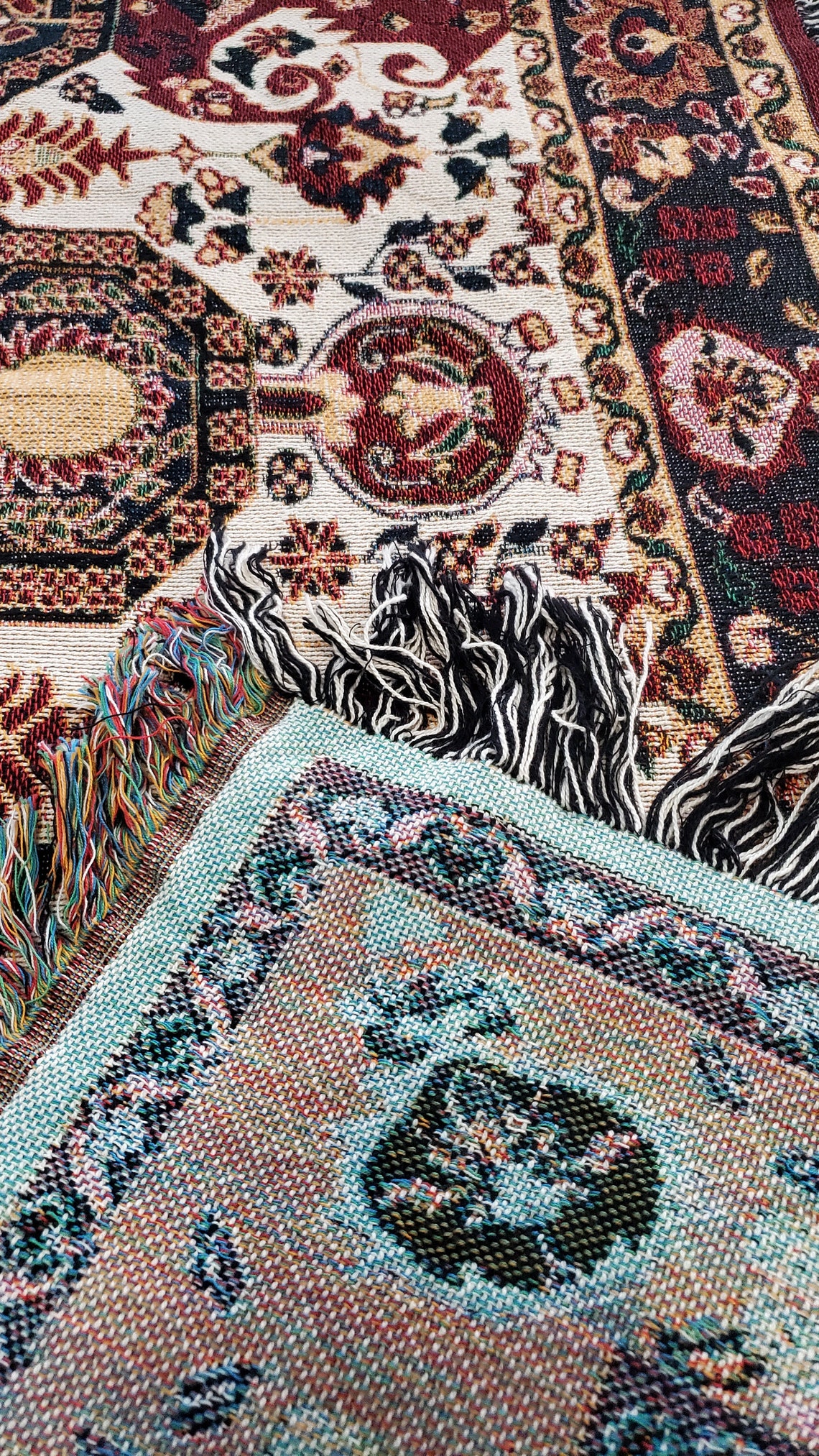 Persian Rug Style Woven Blanket Arabesque Pattern Throw - Etsy