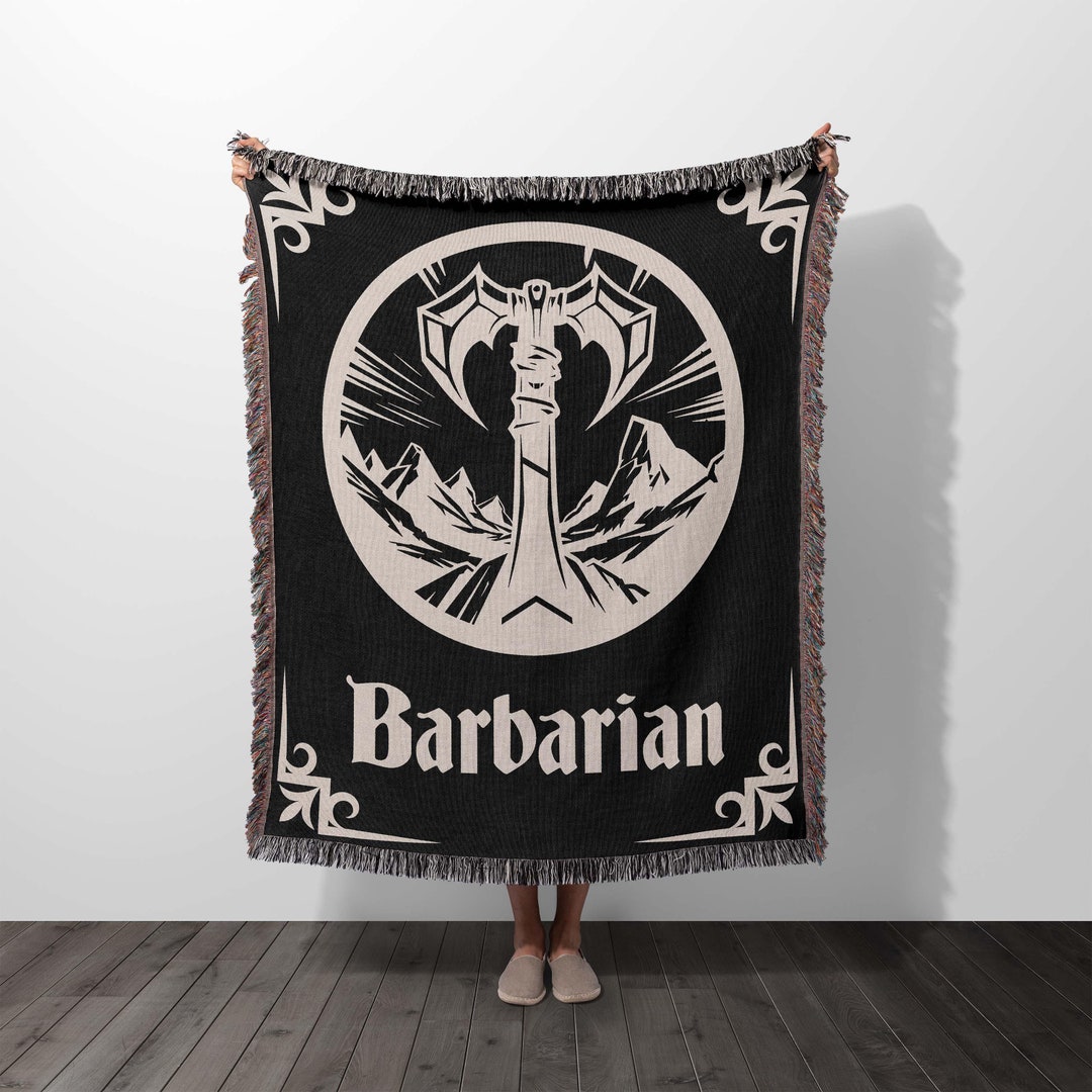 Dnd Barbarian Class Woven Blanket, Tabletop Gamer Gift, Dnd Throw ...