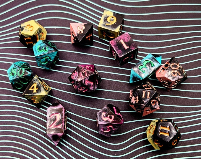 Neon Dreams, Custom Dnd Dice, Handmade Dice, Custom Dice Set, Dungeons ...