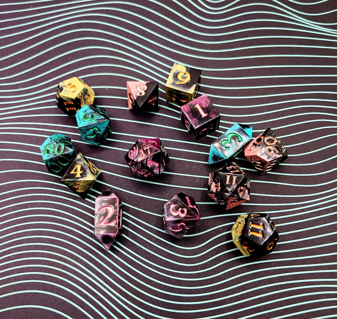 Neon Dreams, Custom Dnd Dice, Handmade Dice, Custom Dice Set, Dungeons ...
