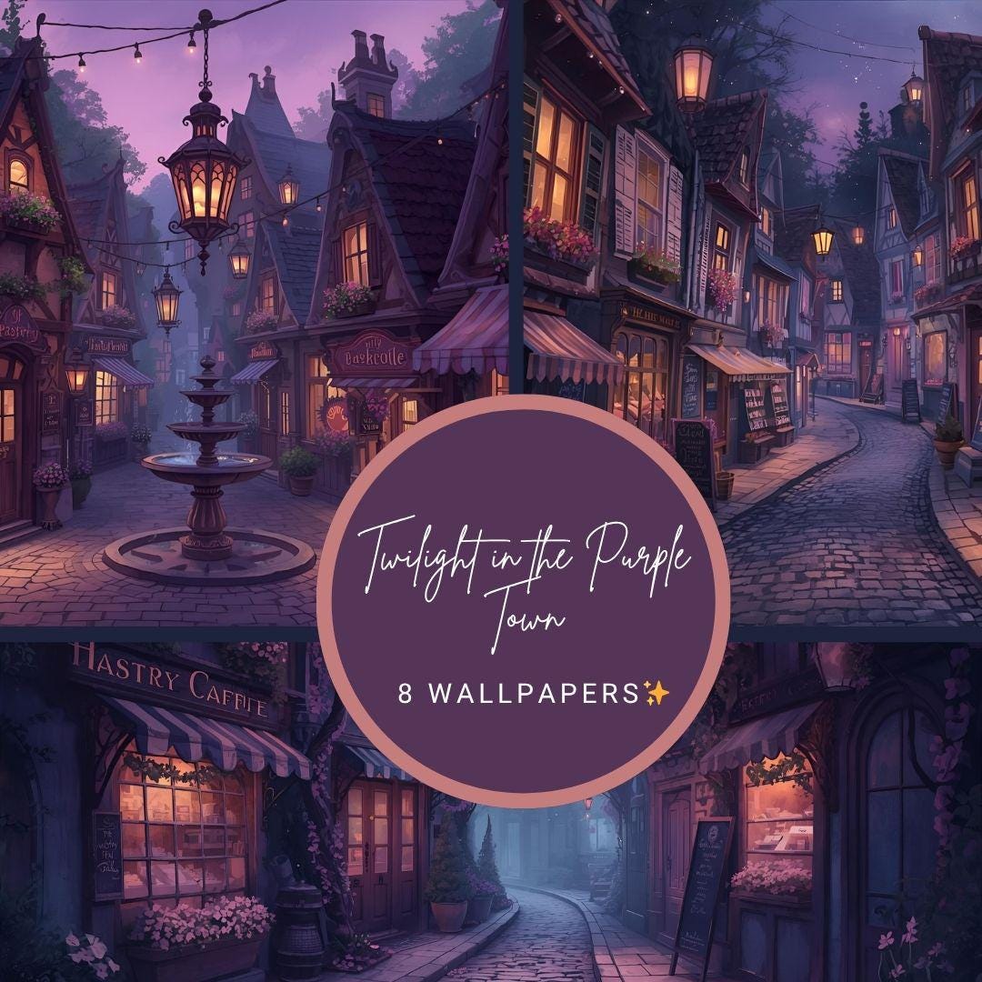 Twilight in the Purple Town Fall Desktop Wallpapers - Etsy