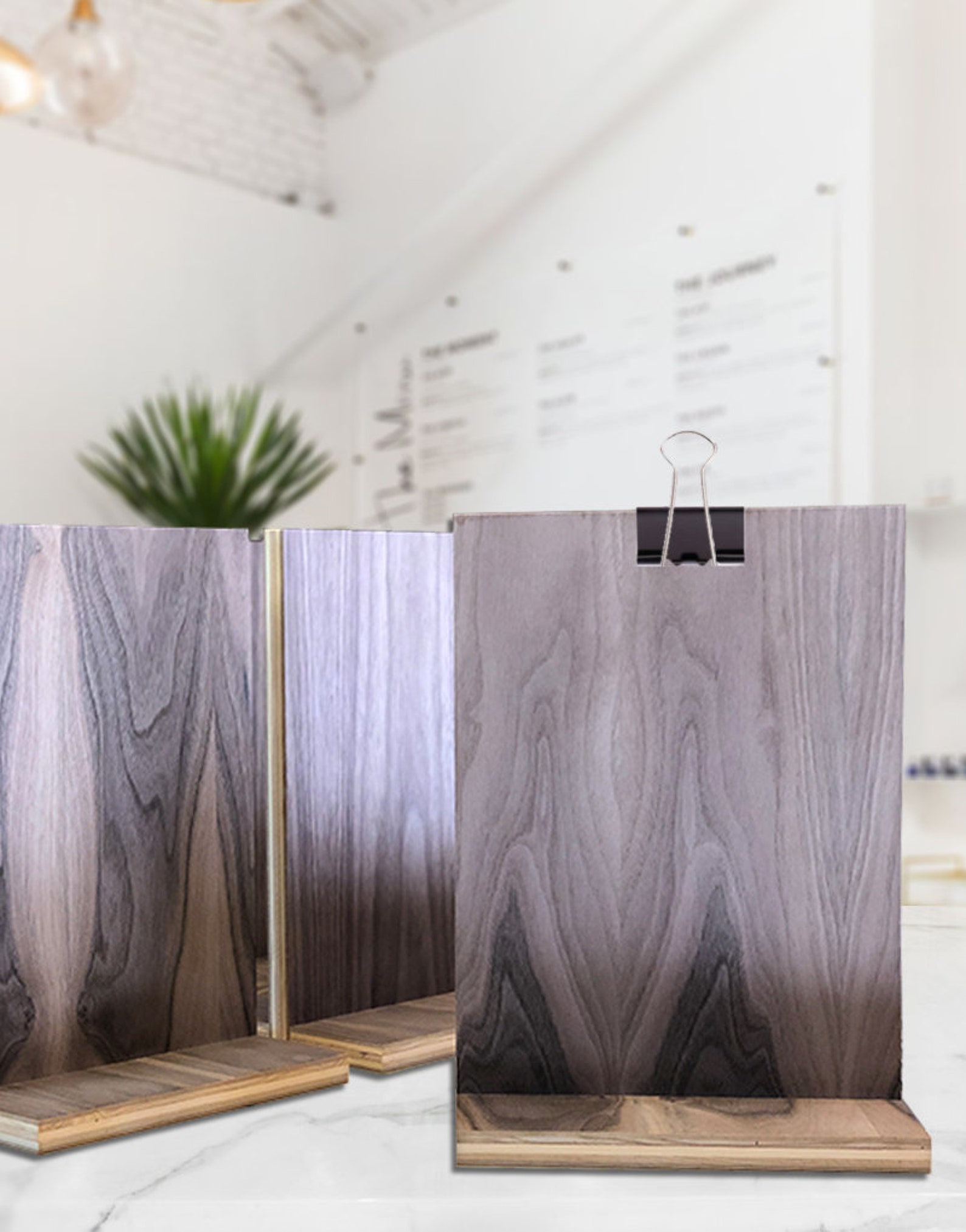 Simple Wood Sign Holder in Walnut - Etsy Israel