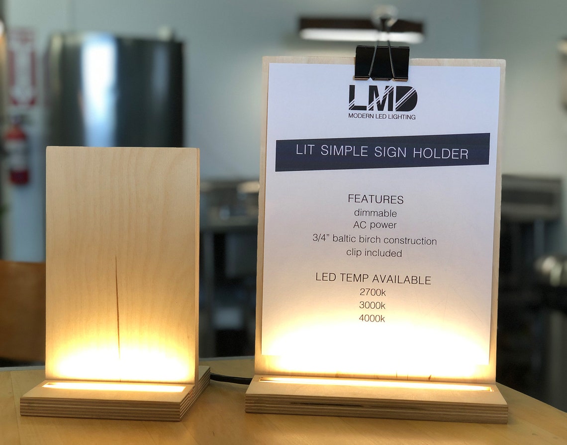 Lit Simple Wood Sign Holder - Etsy