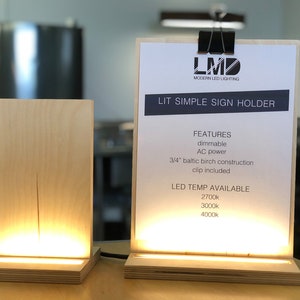 Lit Simple Wood Sign Holder - Etsy