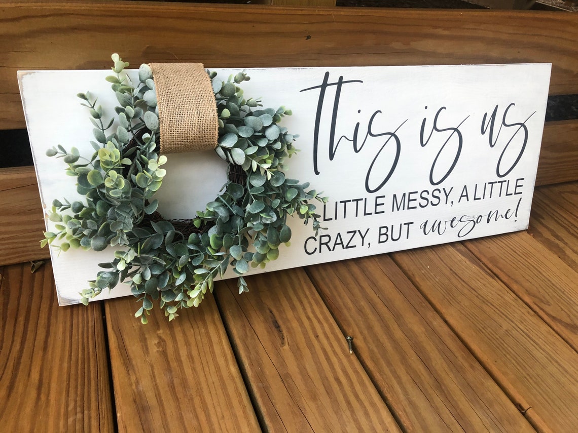 This is Us - Farmhouse Sign With Wreath - Rustic Farmhouse Decor - Etsy
