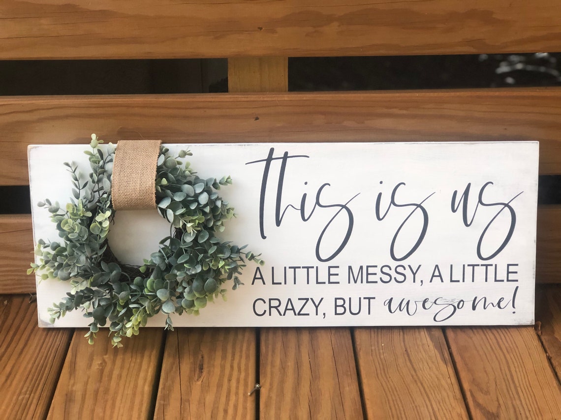 This is Us - Farmhouse Sign With Wreath - Rustic Farmhouse Decor - Etsy