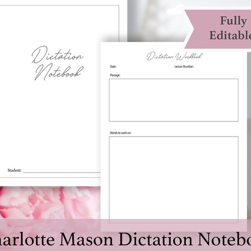 Charlotte Mason Dictation Notebook Fully Editable - Etsy
