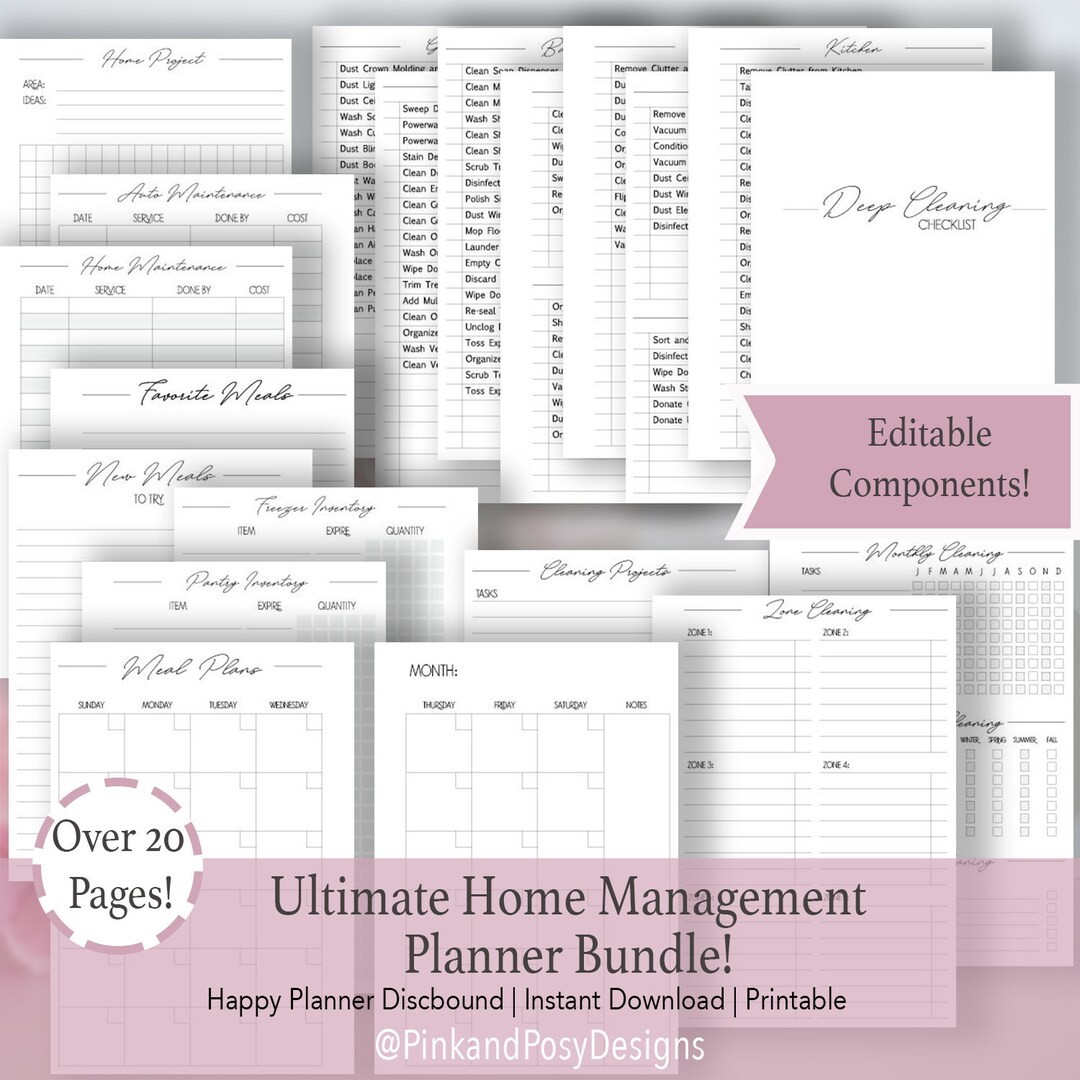 Classic Happy Planner Discbound Ultimate Home Management - Etsy