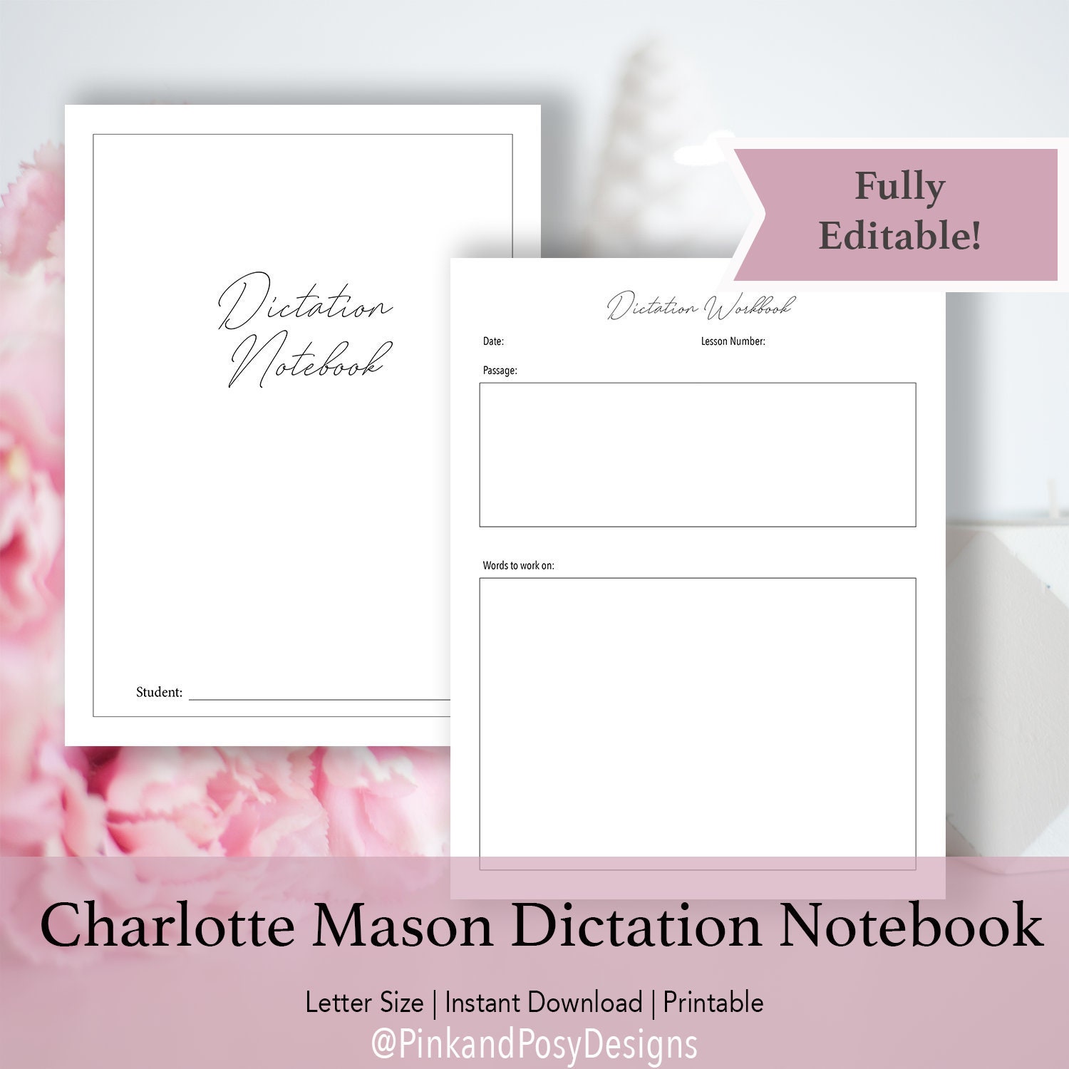 Charlotte Mason Dictation Notebook Fully Editable - Etsy