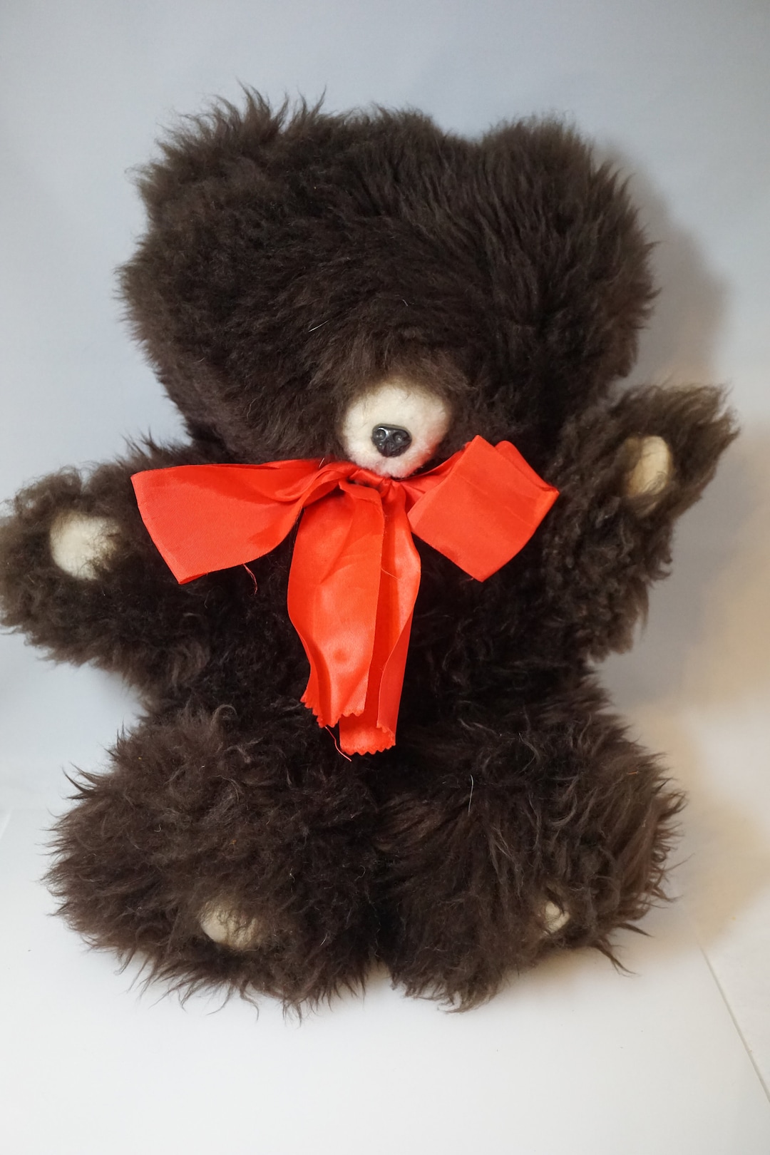 Vintage Plush Furry Teddy Bear, Jingle Sound, 13" Tall, Sitting,*read ...