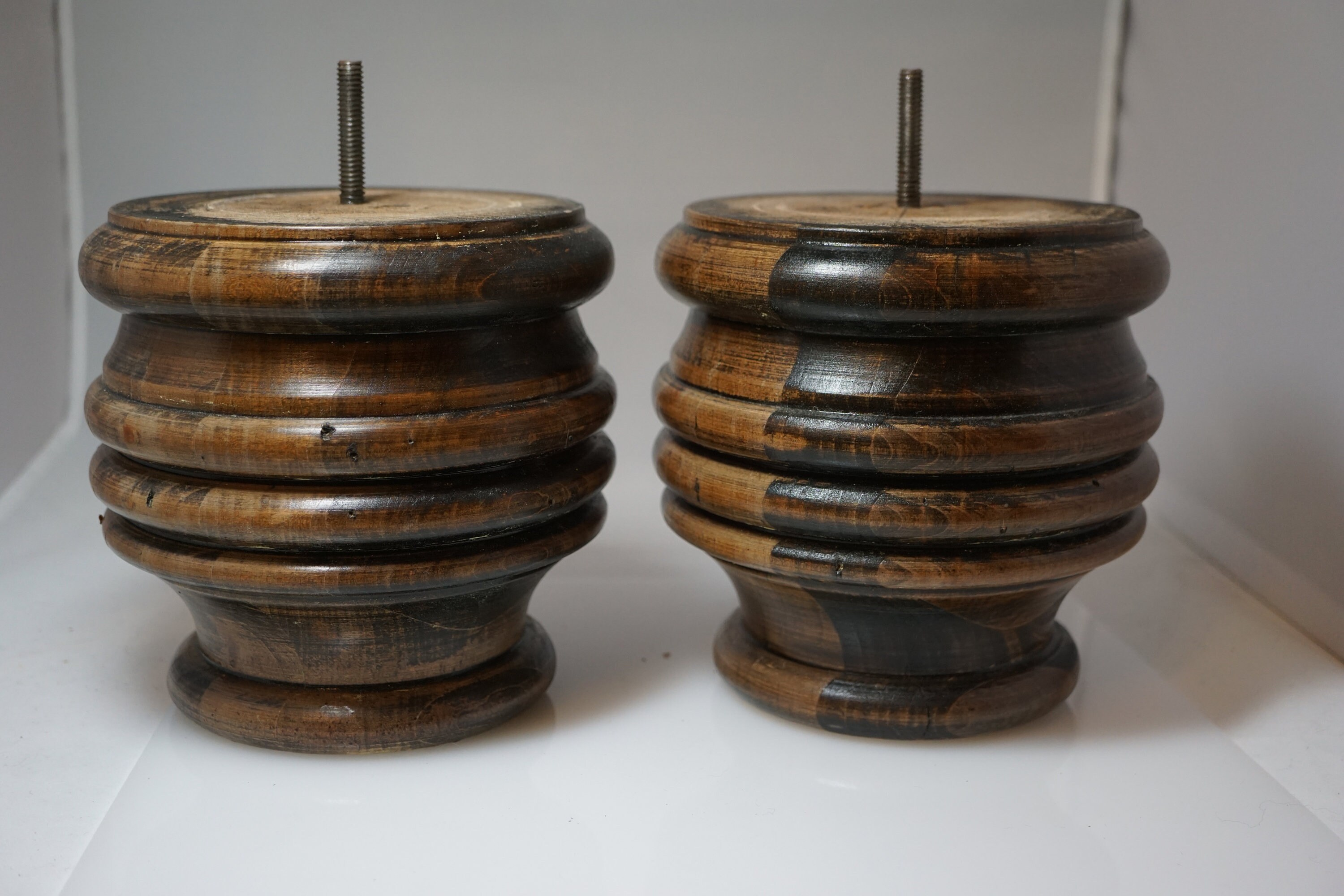 Large Turned Wood Feet, Set (2) Furniture, Bun Feet, Corbel, Pedestal ...