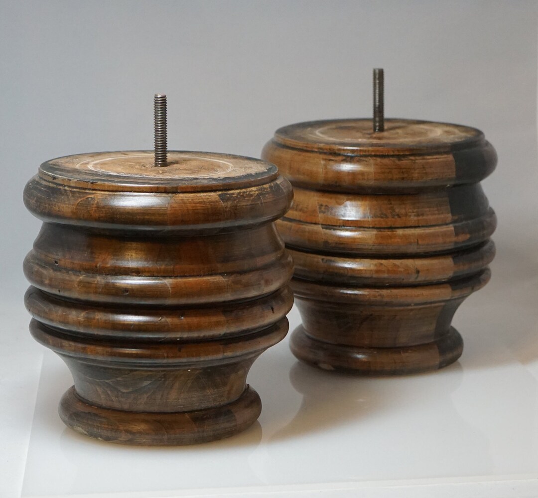 Large Turned Wood Feet, Set (2) Furniture, Bun Feet, Corbel, Pedestal ...