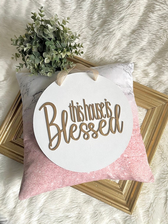 This House is Blessed Wooden Front Door Sign Wood Wall Art | Etsy