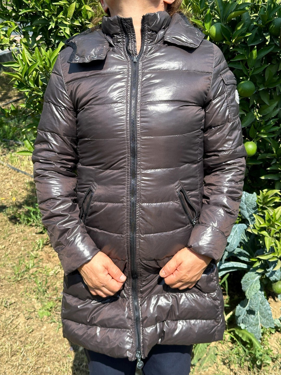 Moncler Moka Coat Goose Down Puffer Long Jacket Piumino Quilted Size S ...