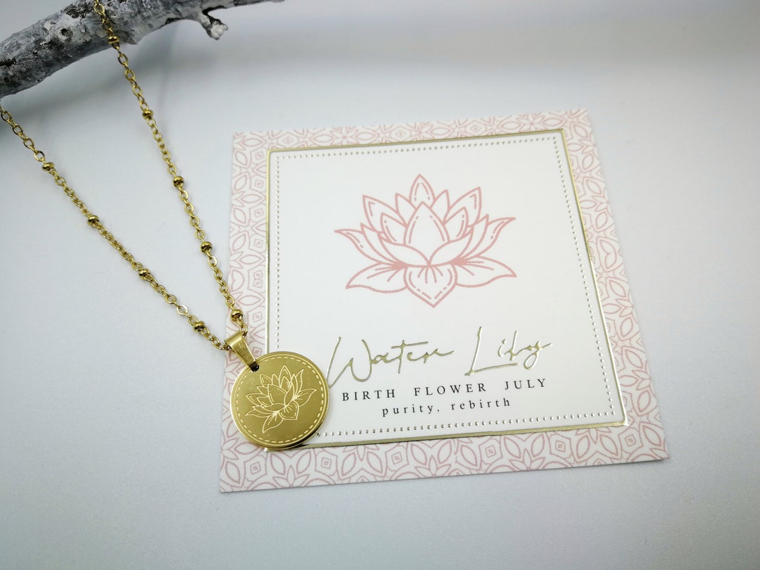 July Birth Month Flower, Birth Flower Jewelry, Lotus Flower Necklace ...