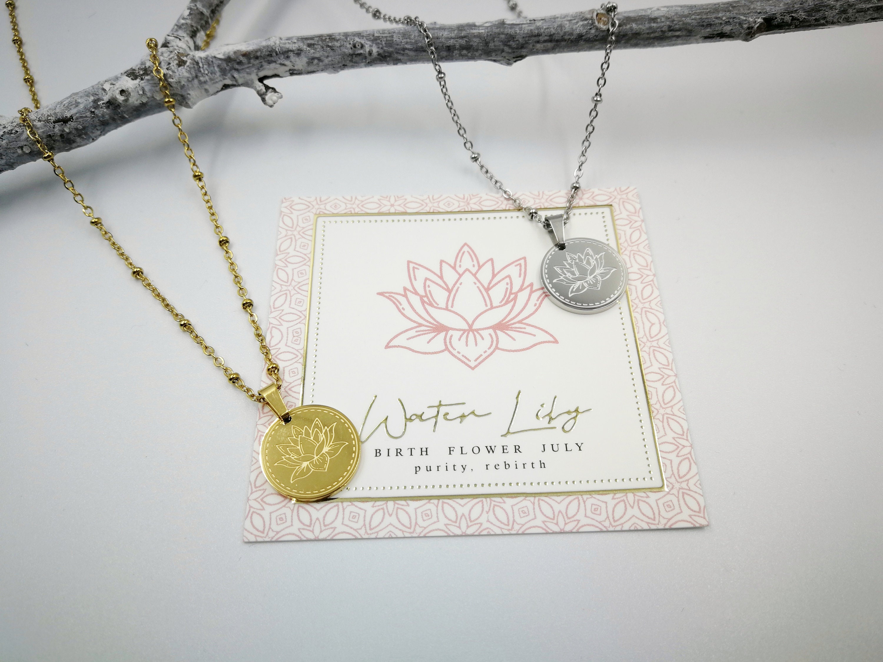 July Birth Month Flower Birth Flower Jewelry Lotus Flower - Etsy