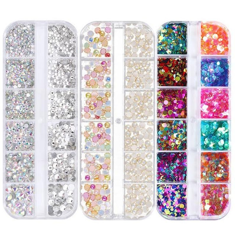 Nail Rhinestones kit Multi-size Gems Metal Nail Rivets Studs | Etsy