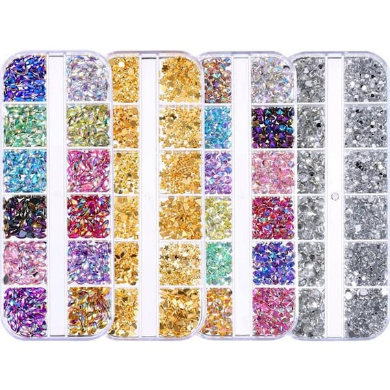 Nail Rhinestones kit Multi-size Gems Metal Nail Rivets Studs | Etsy