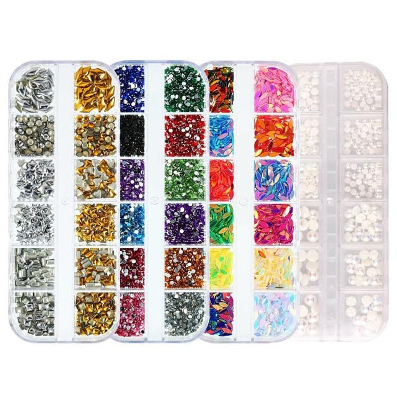 Nail Rhinestones kit Multi-size Gems Metal Nail Rivets Studs | Etsy
