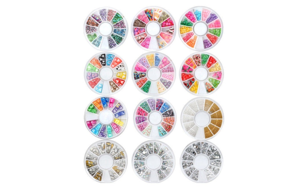 8 or 12 Wheels Combo Set Nail Art Polymer Slices Fimo Decal Accessories ...