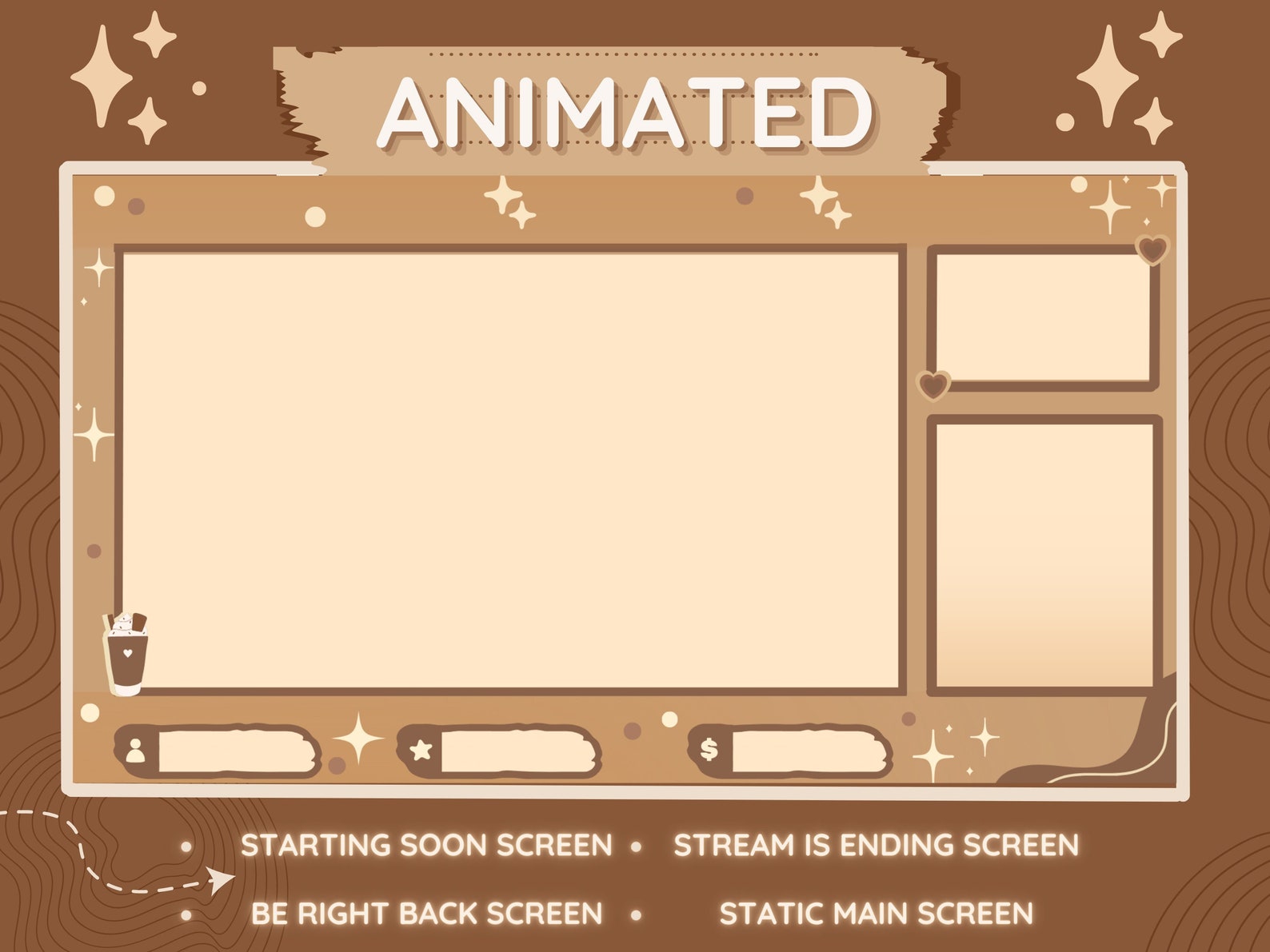 Animated Cozy Cafe Coffee Twitch Pack for Streamers | Cute Comfy ...