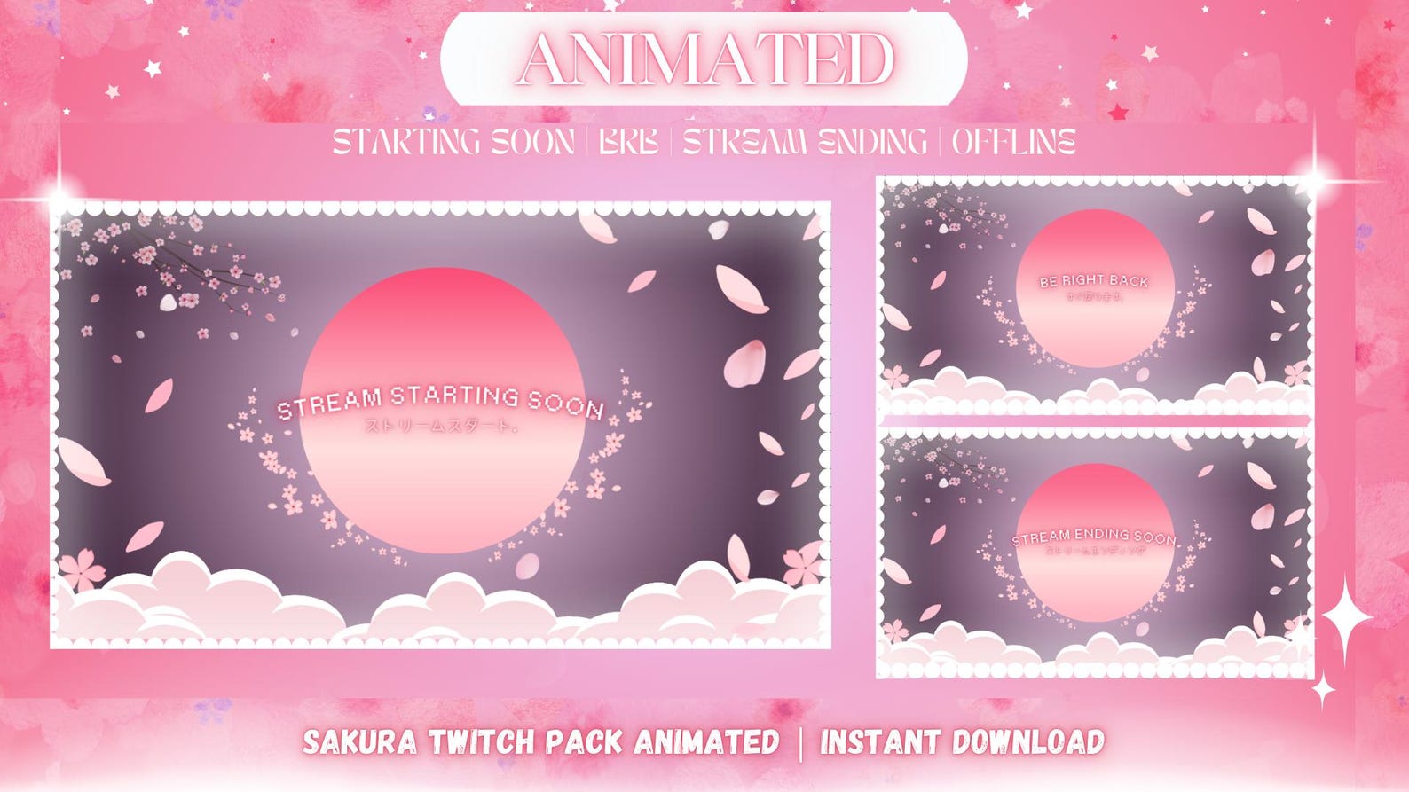 ANIMATED Kawaii Pink Sakura Overlay | Japanese Sakura Flower Theme ...