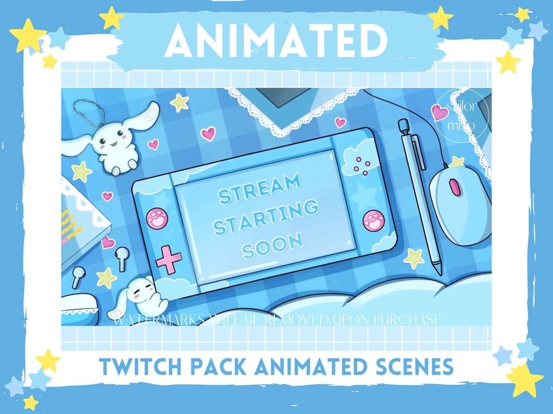 Kawaii Cute Aesthetic Blue and White Dog Cozy Cinnamon | Twitch ...