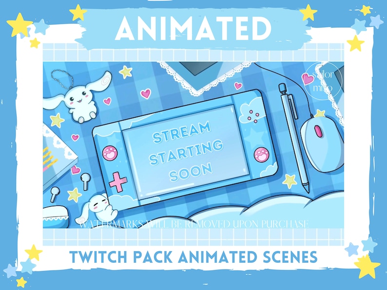 Kawaii Cute Aesthetic Blue and White Dog Cozy Cinnamon | Twitch ...