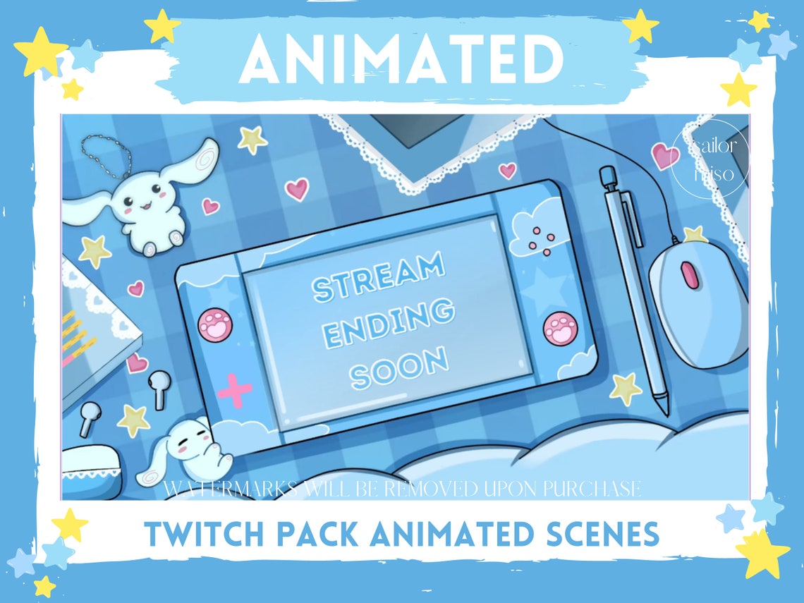 Kawaii Cute Aesthetic Blue and White Dog Cozy Cinnamon | Twitch ...