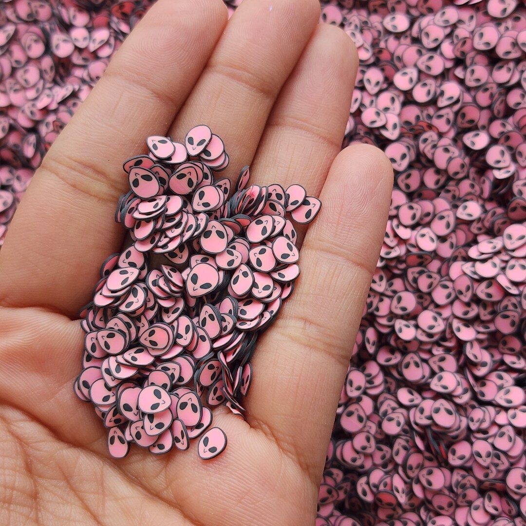Pink Alien Face Polymer Clay Sprinkles Mix, Craft Supplies,alien Theme ...
