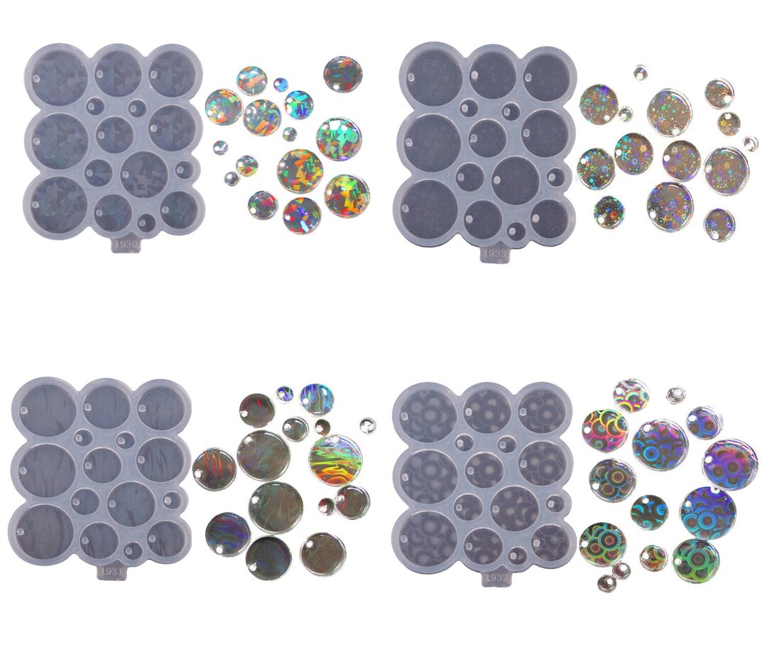 Multi Circle Holographic Mold, Diameter 1cm, 1.5cm, 2cm, 2.5cm, 3cm ...