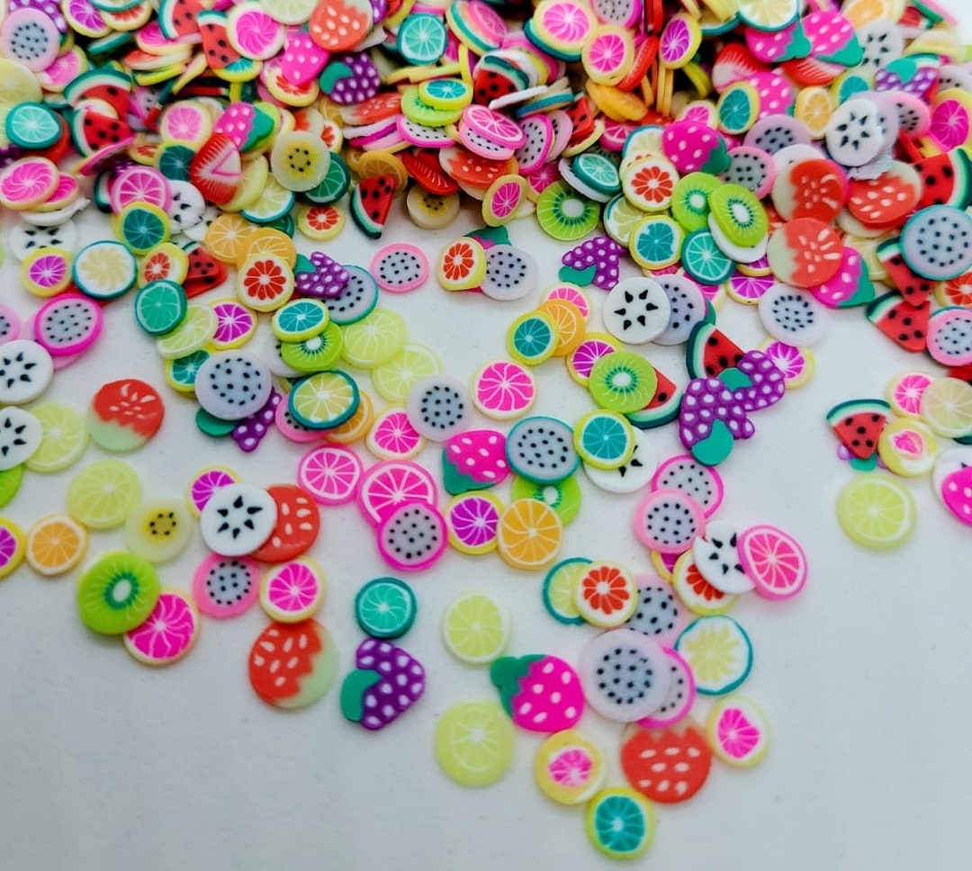 Colorful Mix Fruit Polymer Clay Slice , Craft Supplies, Fruity Decor ...