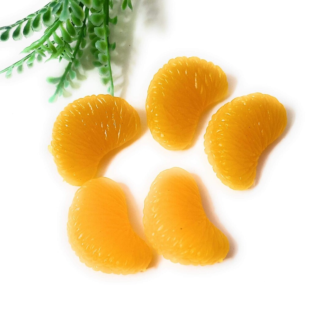 3D Mini Orange Slice Cabochons Decoden Fruit Slices Cabs Larger Size ...