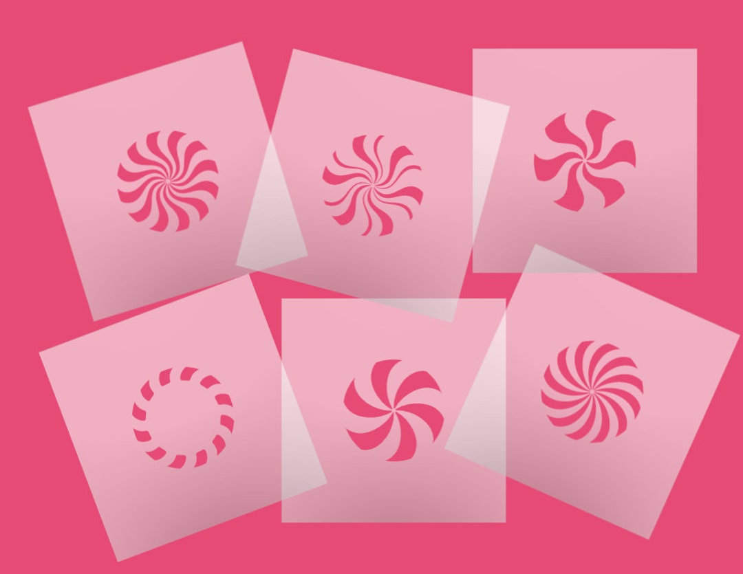 Set of 6 Stencil, Christmas Peppermint Candy Stencil, Holiday Reusable DIY Cookie & Airbrush ...