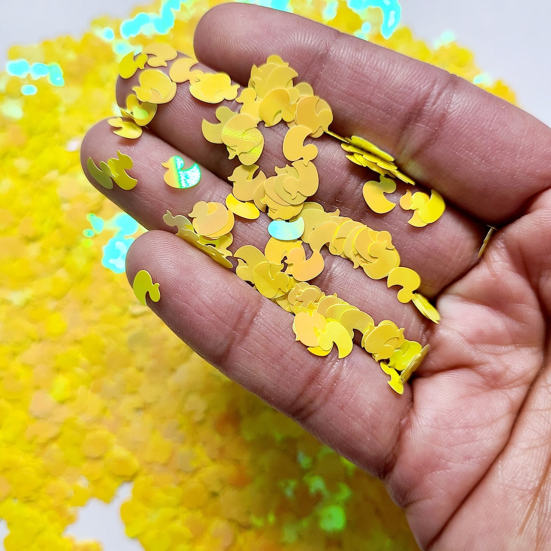 Glitzy Quack Yellow Duck Shape Glitter, Sparkling Duck Shapes for ...