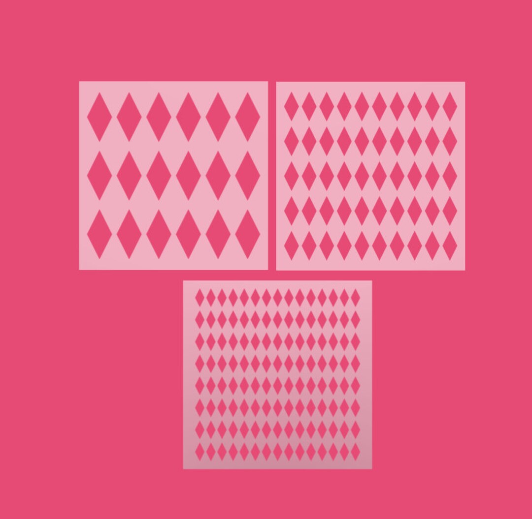 Set of 3 Harlequin Stencil, Geometric Wall Decor, Craft Painting Template, Home Art, Diamond ...
