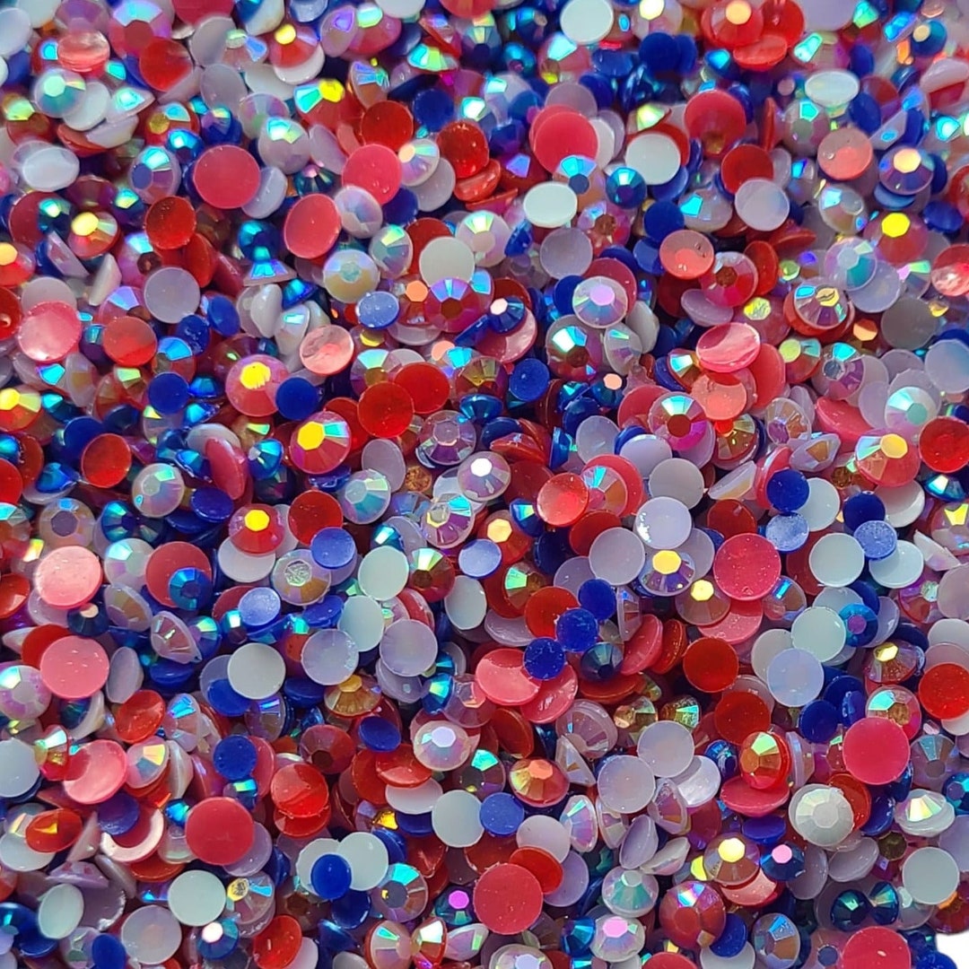 Americana Resin Rhinestone Mix: Red, White & Blue Flatbacks - Etsy